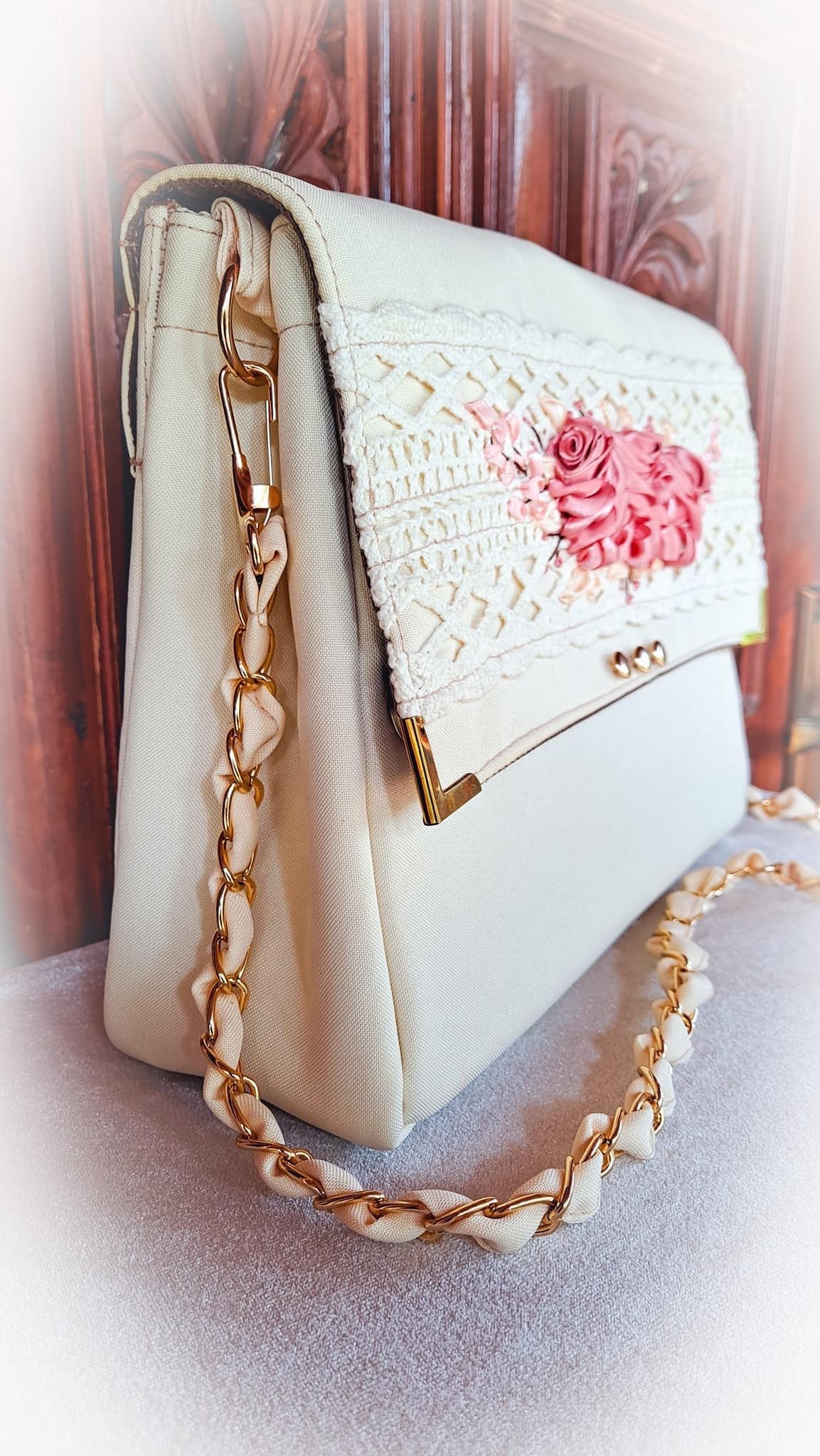 Ribbon Embroidered Shoulder Bag, Embroidered Cross Body Bag, Ribbon ...