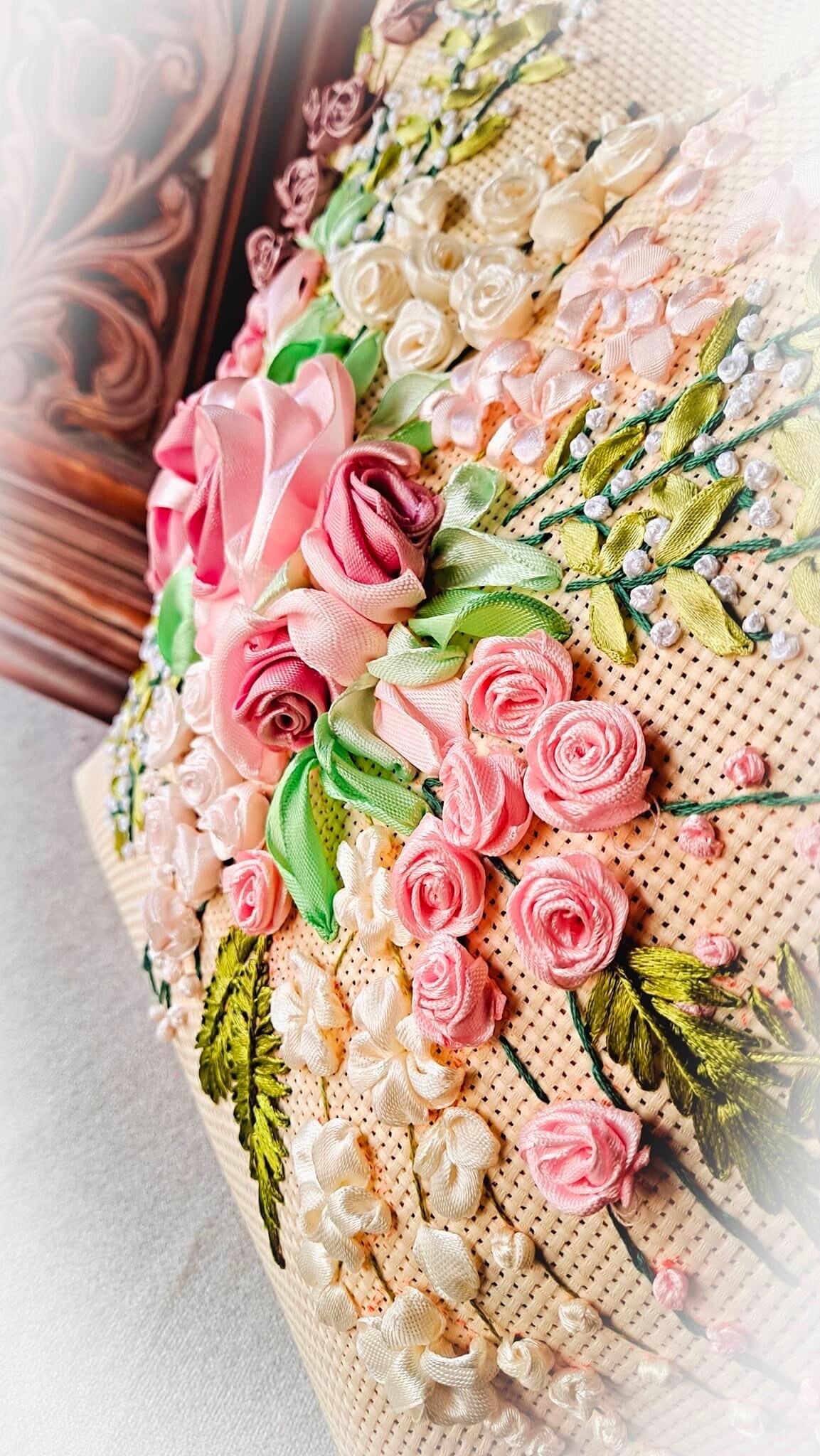 Ribbon Embroidered Bag,women's Shoulder Bag, Embroidered Shoulder Bag ...