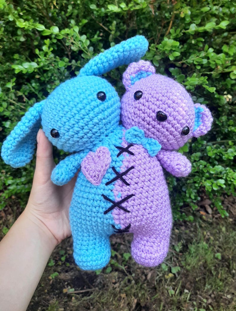 Handmade Two-headed Crochet Plushie: Bunny & Bear - Spooky Valentine ...