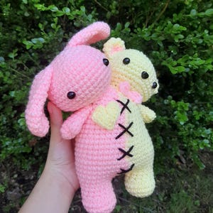 Handmade Two-headed Crochet Plushie: Bunny & Bear - Spooky Valentine ...