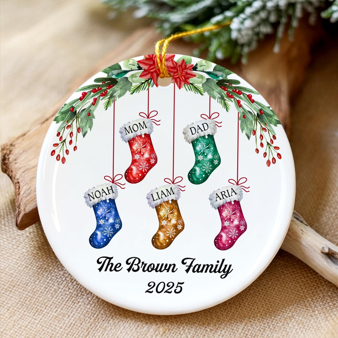 Personalized Family Christmas Stockings Ornament 2025, Family Name ...