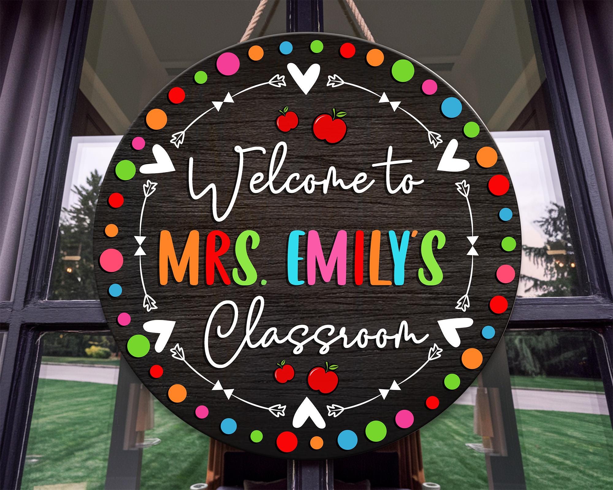 Personalized Teacher Classroom Door Hanger, Custom Name Sign, Teacher ...