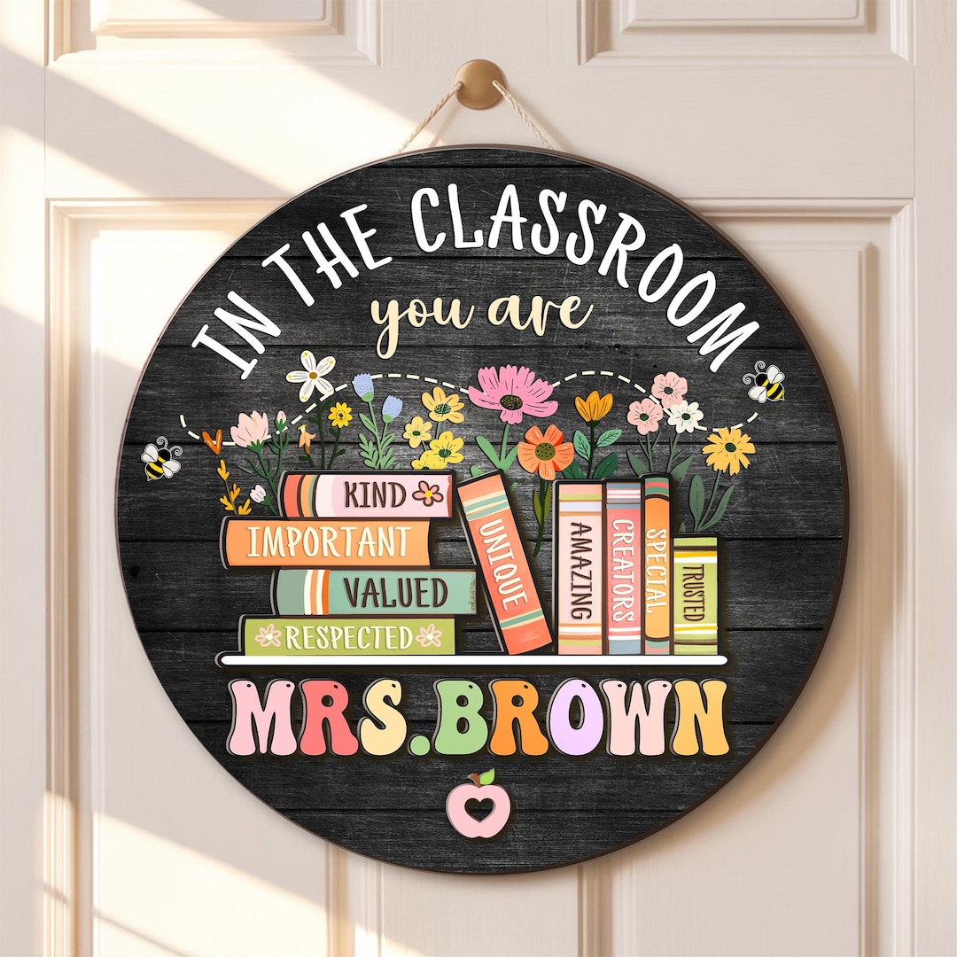 Custom Teacher Door Hanger Gift, Teacher Welcome Door Sign, Custom ...