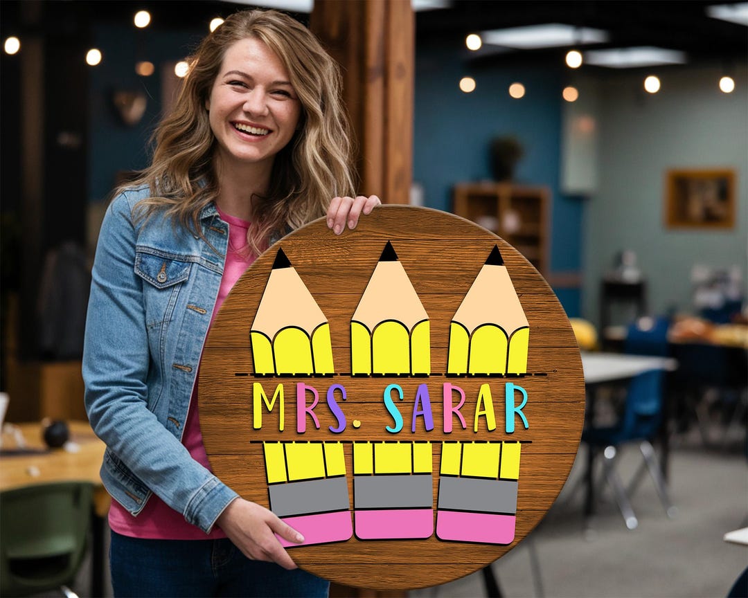 Teacher Doorsign, Teacher Name Sign, Personalized Pencil Teacher Sign ...