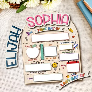 Personalized First Day of School Sign, Reusable Wooden Dry Erase - Etsy