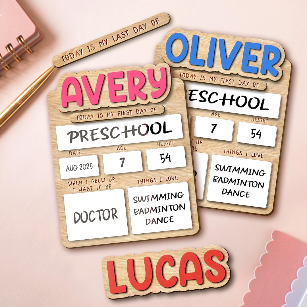 Personalized First Day of School Wooden Sign, Photo Prop - Etsy