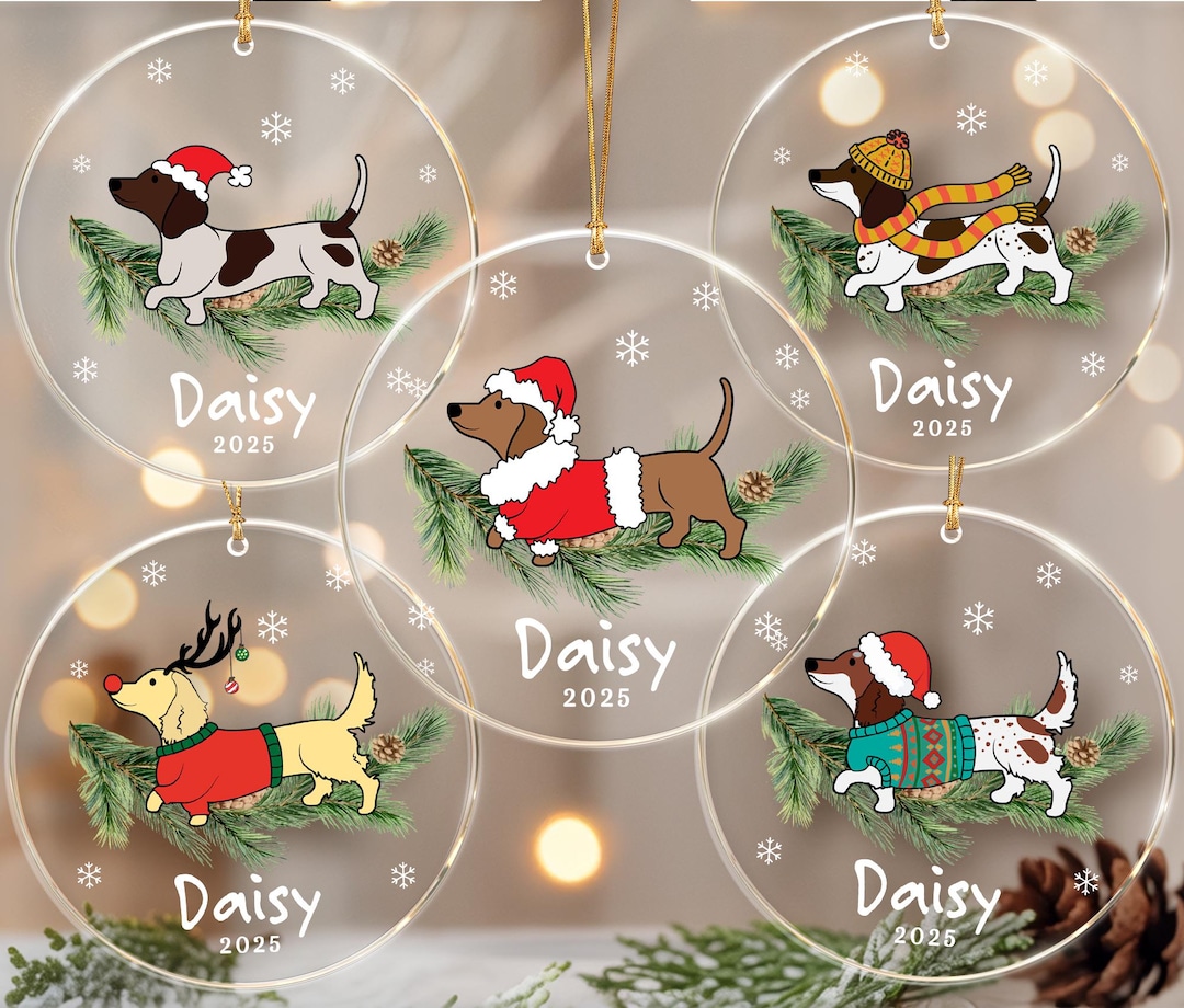 Custom Weiner Dog Ornament, Long-haired, Short-haired Dachshund ...