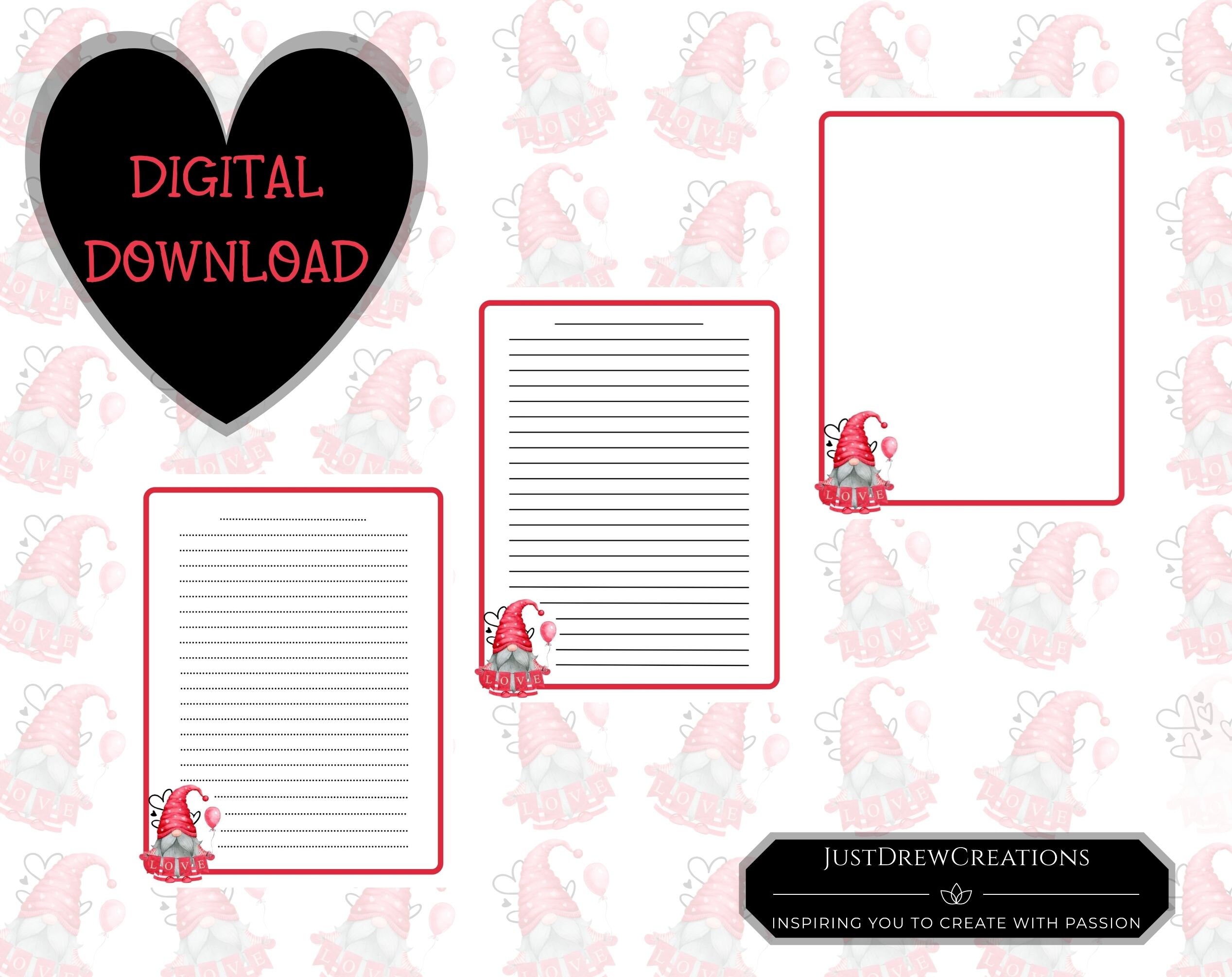 Printable Gnome Valentine's Stationery Set, Instant US Letterhead PDF ...