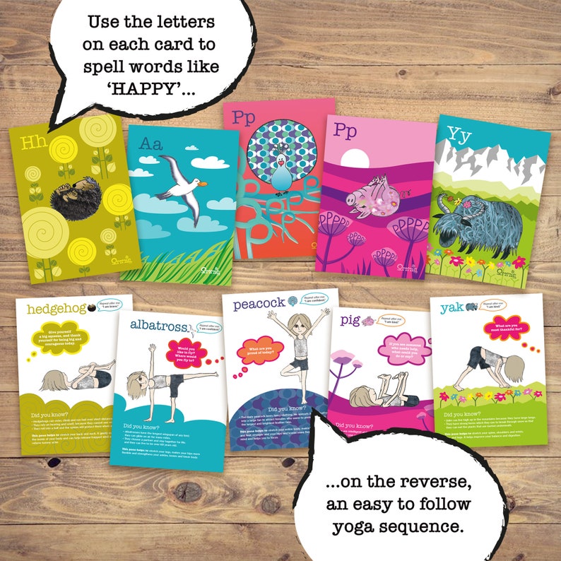 Kids Yoga Cards, ABC Yoga Cards, Reading Skills, School Play ...