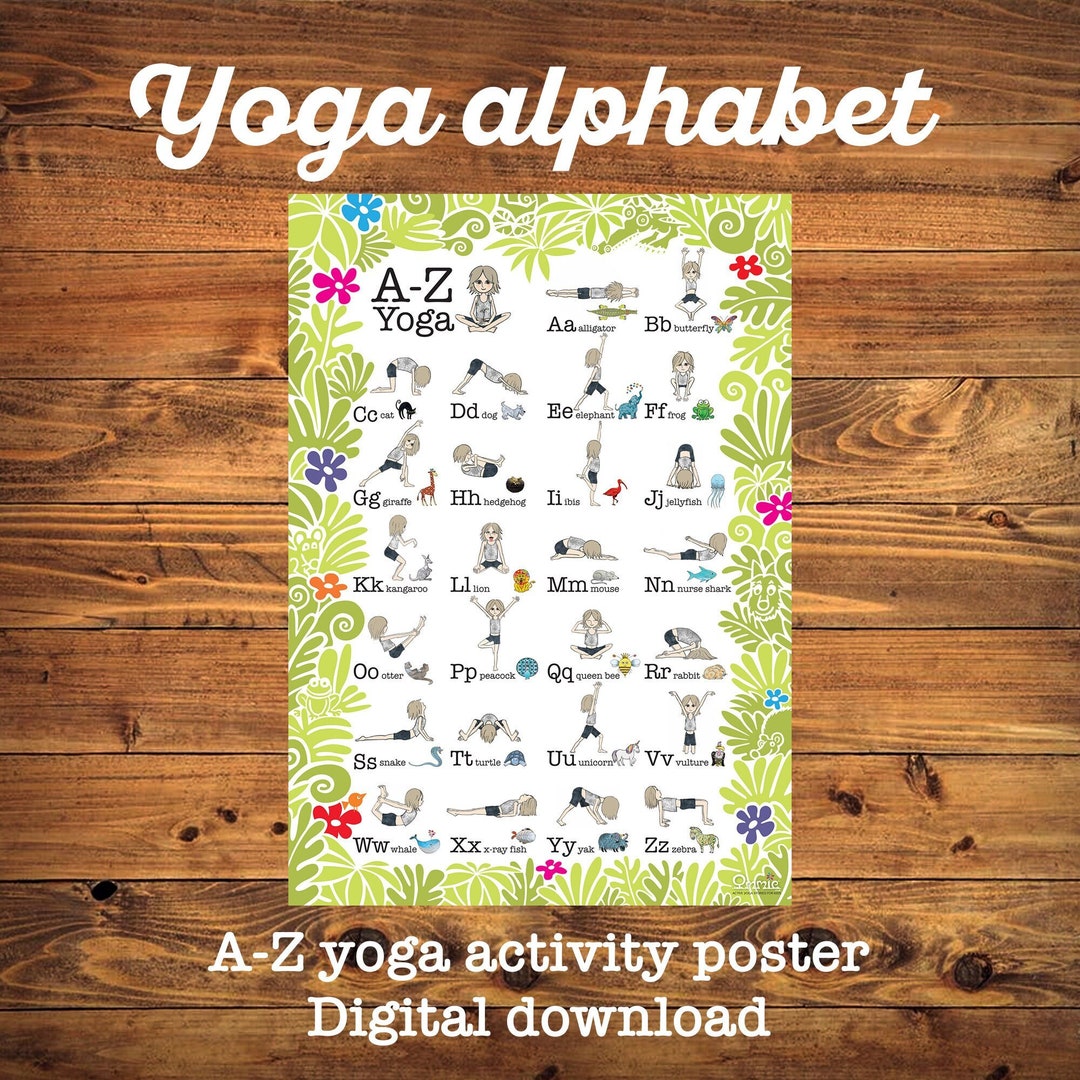 Abc Yoga, Educational Alphabet Animal Poster, Nursery Decor, A-Z Yoga ...