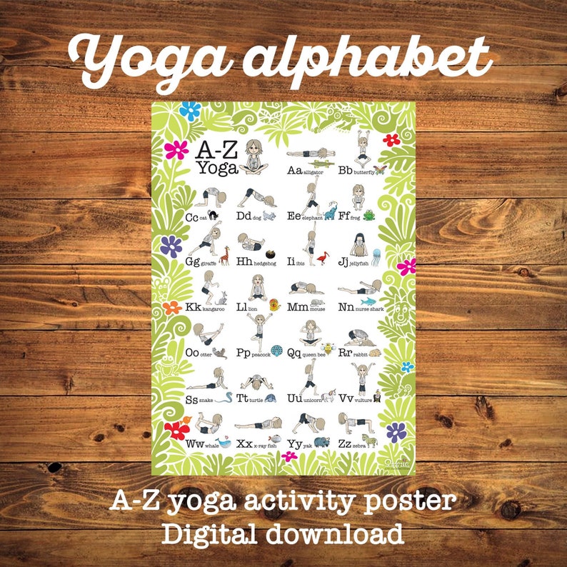 Abc Yoga, Educational Alphabet Animal Poster, Nursery Decor, A-Z Yoga ...