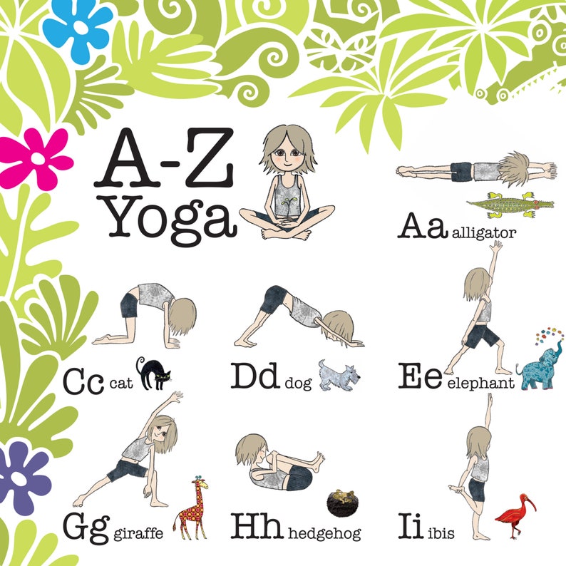 Abc Yoga, Educational Alphabet Animal Poster, Nursery Decor, A-Z Yoga ...