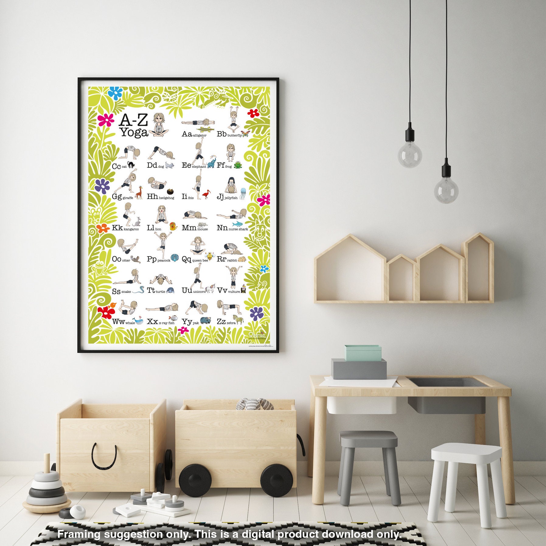 Abc Yoga, Educational Alphabet Animal Poster, Nursery Decor, A-Z Yoga ...