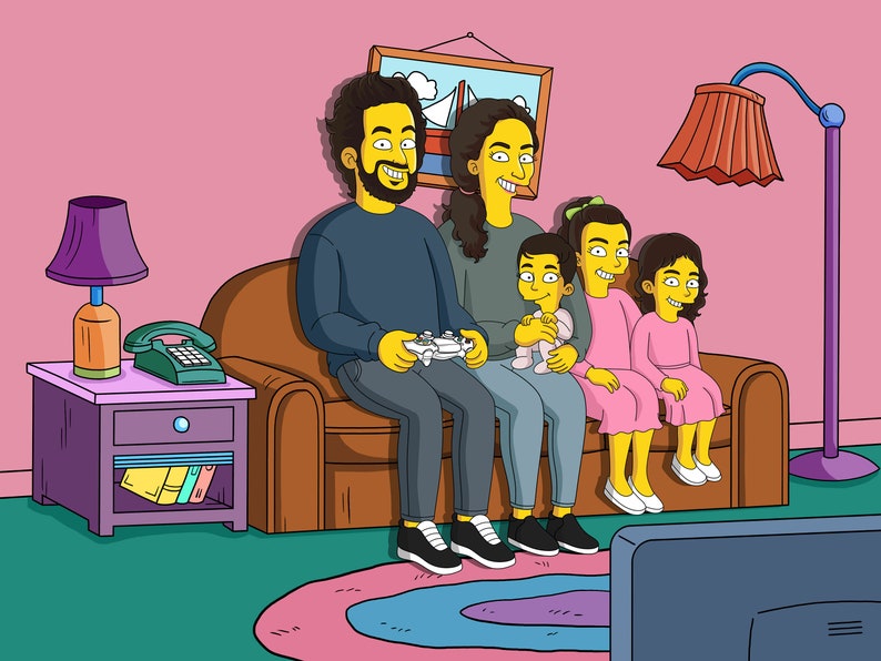 Custom Simpsons Portrait – Simpsonized Family or Couple Illustration ...