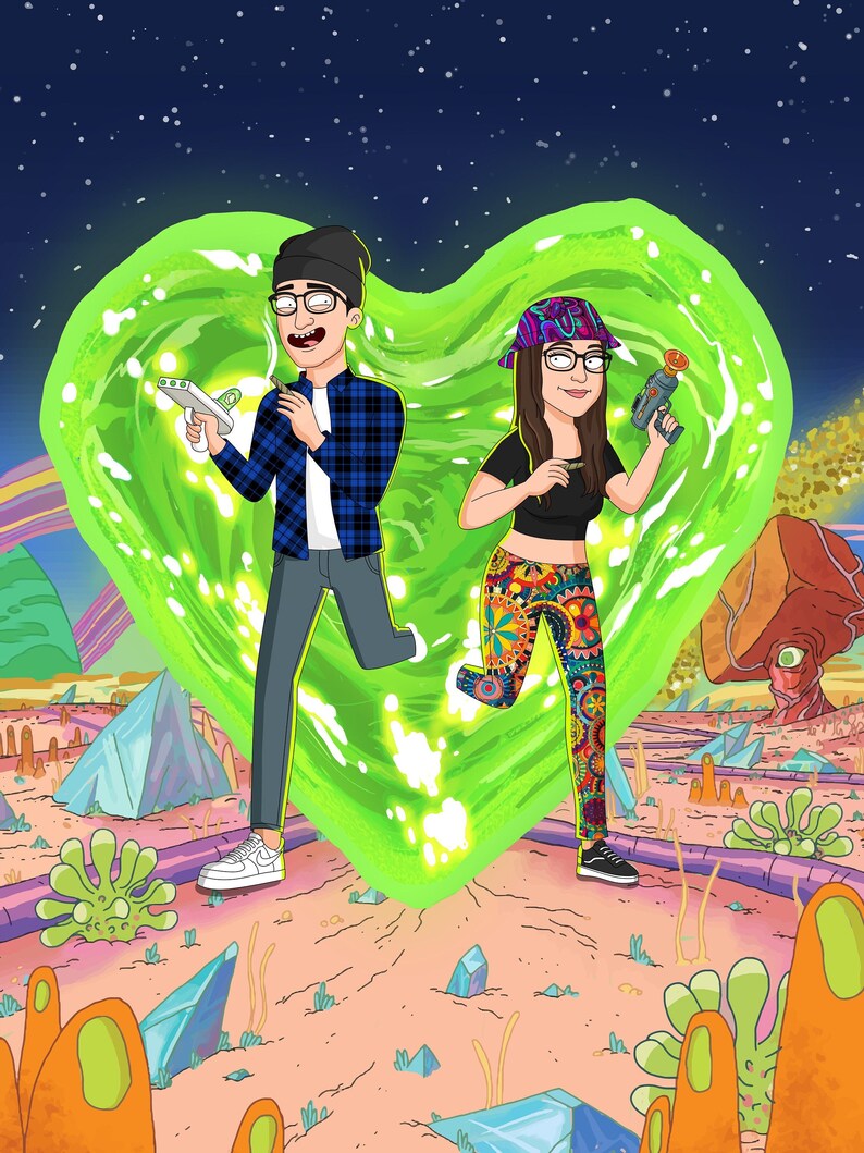 R and M Custom Portrait, RM Portrait, Family Drawing, Animated Portrait ...