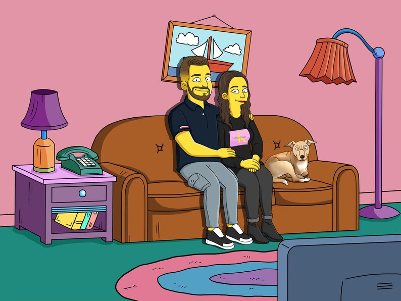 Custom Simpsons Portrait – Simpsonized Family or Couple Illustration ...