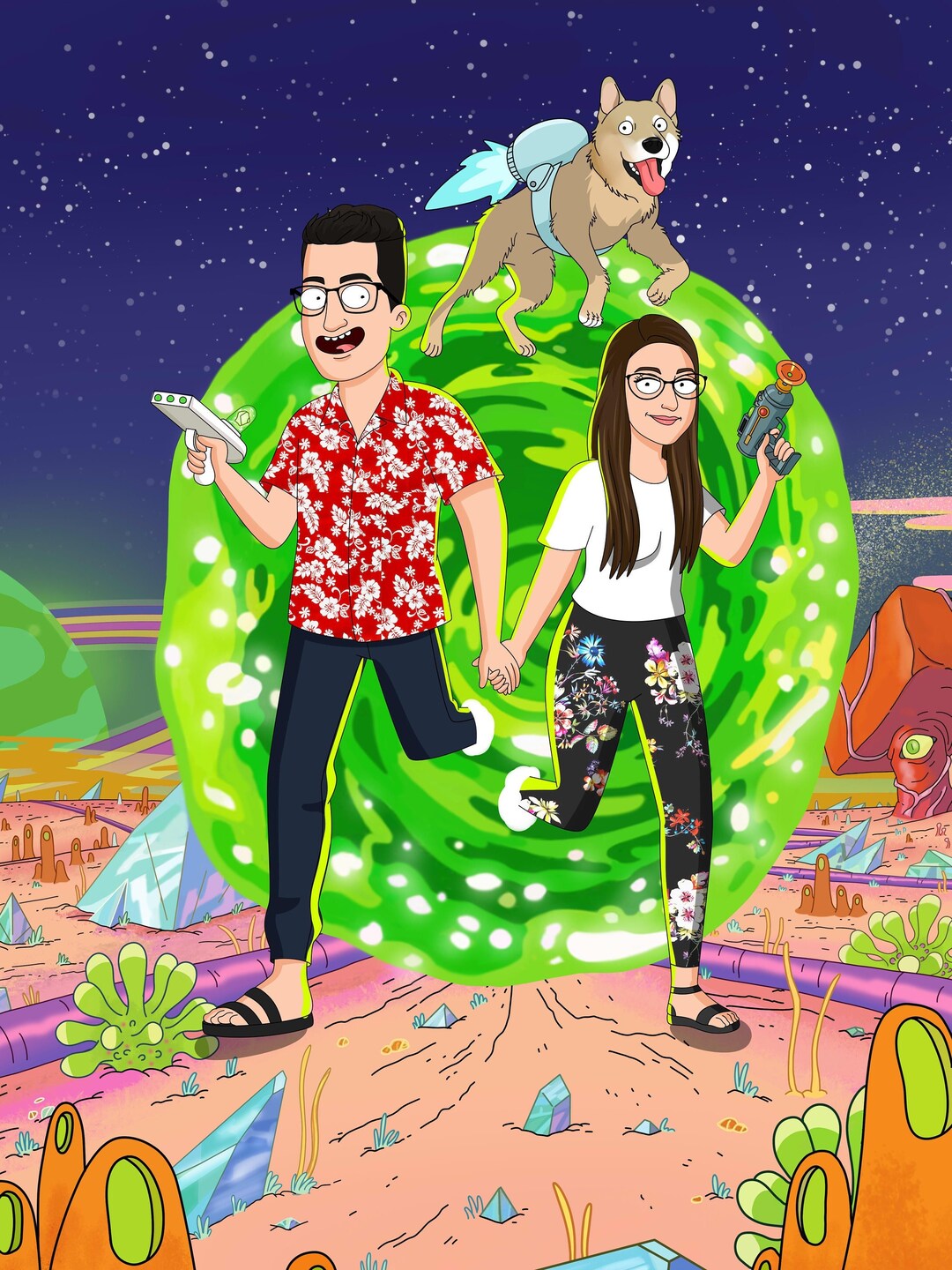 R and M Custom Portrait, RM Portrait, Family Drawing, Animated Portrait ...