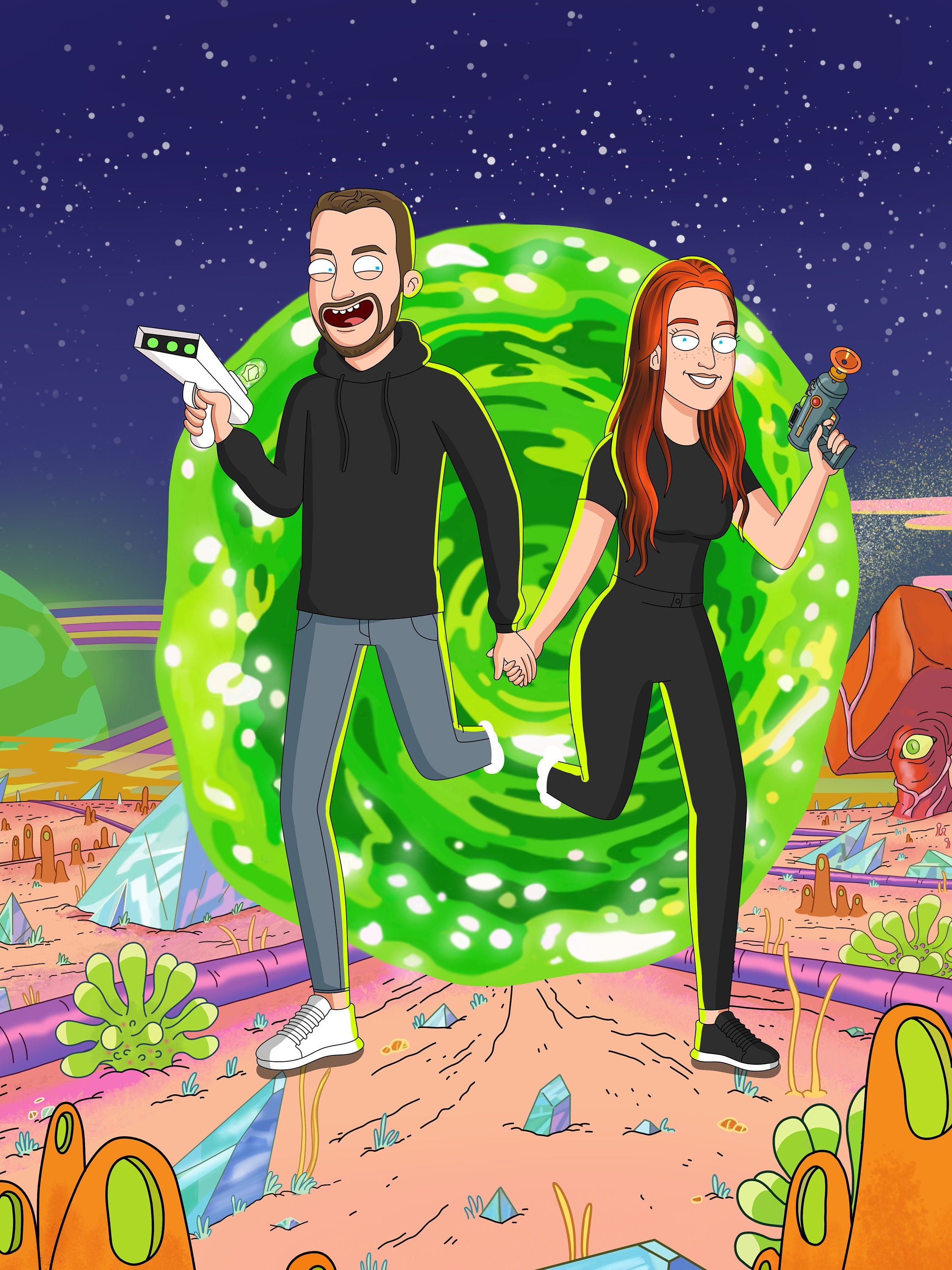 R and M Custom Portrait, RM Portrait, Family Drawing, Animated Portrait ...