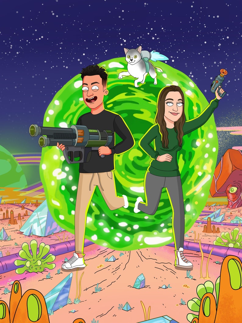 R and M Custom Portrait, RM Portrait, Family Drawing, Animated Portrait ...