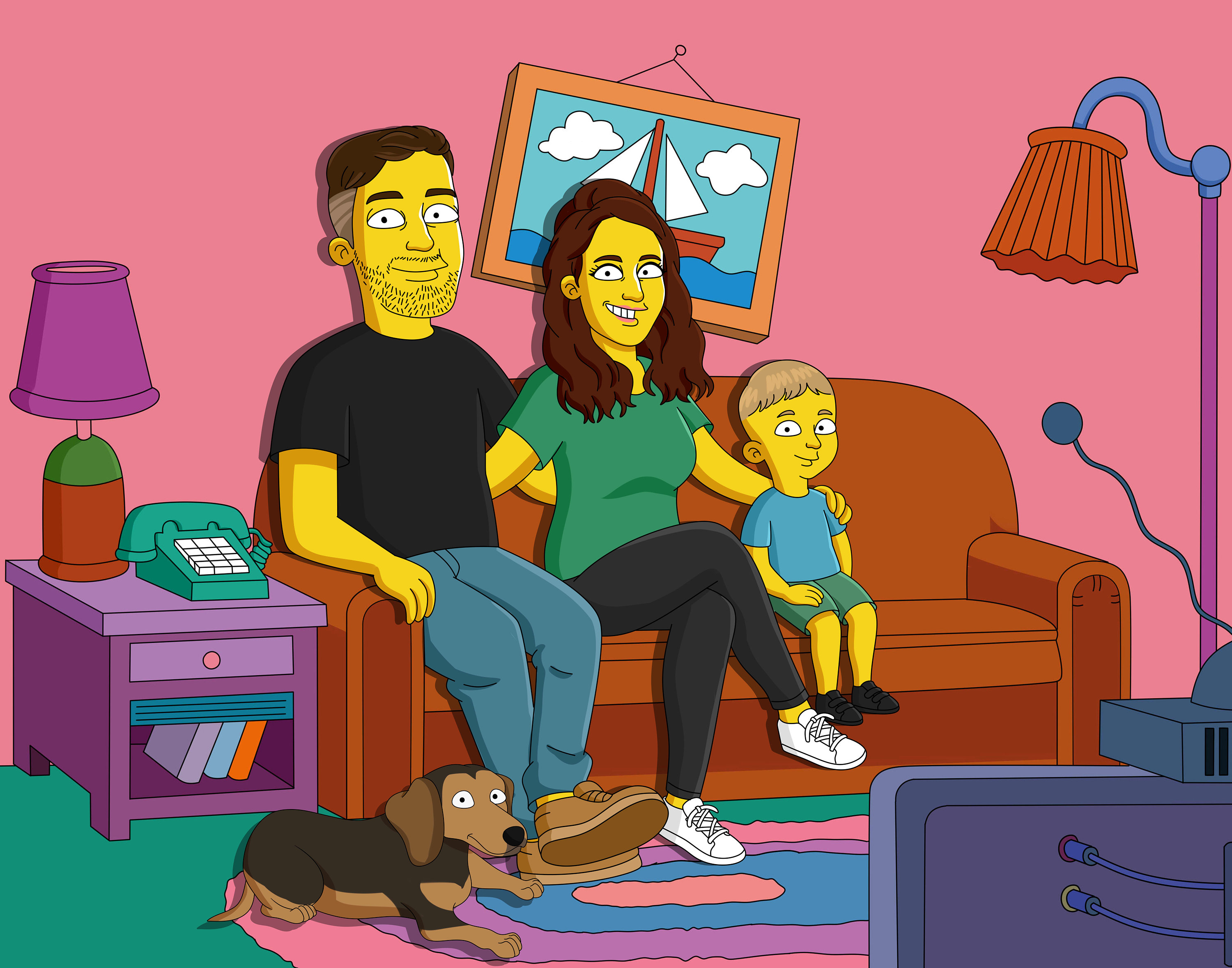 O Retrato Da Familia Simpsons Simpson Ilustraciones Stock, Vectores, Y