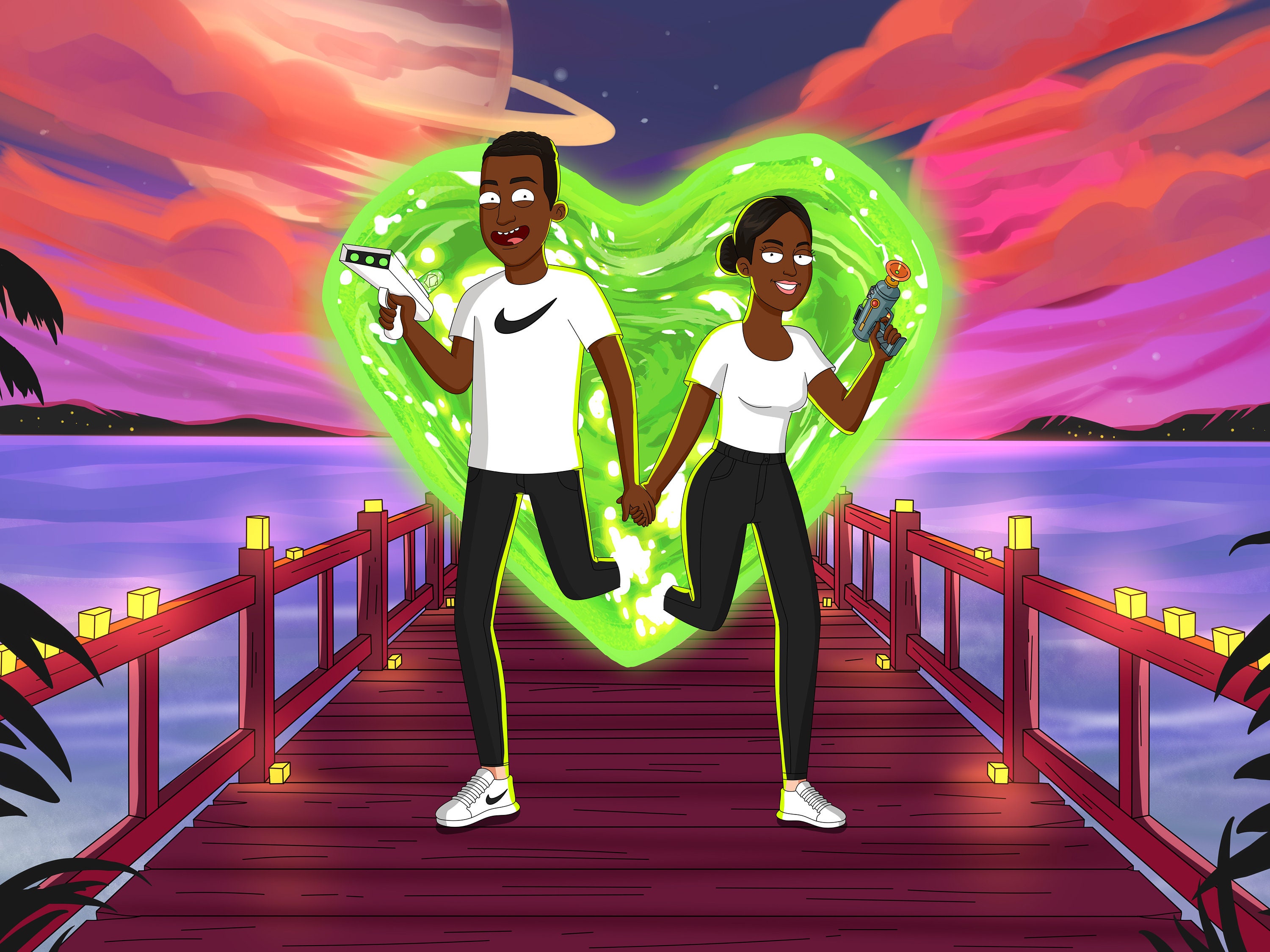 R and M Custom Portrait, RM Portrait, Family Drawing, Couple Portrait ...