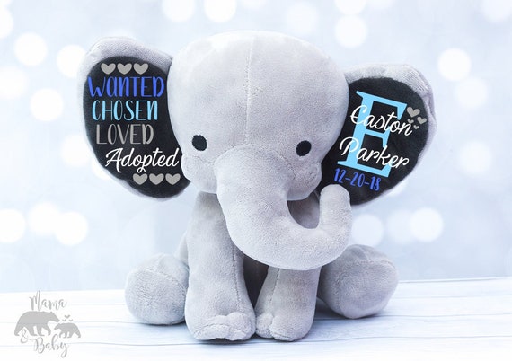 Baby Boys Adoption Elephant Plush Keepsake Elephant Birth - Etsy