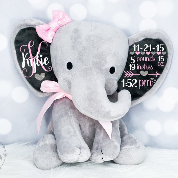 Birth Stats Elephant - Etsy