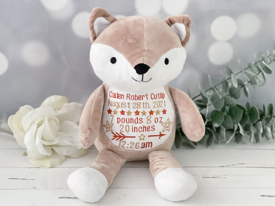 Personalized Birth Stat Fox, Fox Birth Stat Plush, Fox Plush, Fox ...
