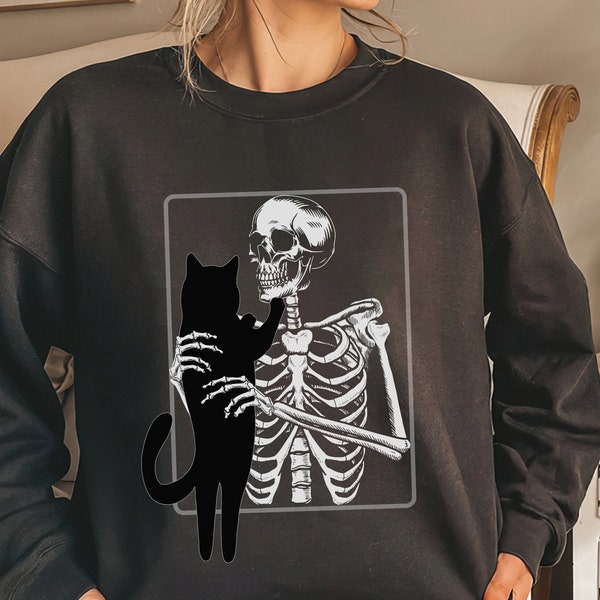 Skeleton Holding Cat Shirt - Etsy