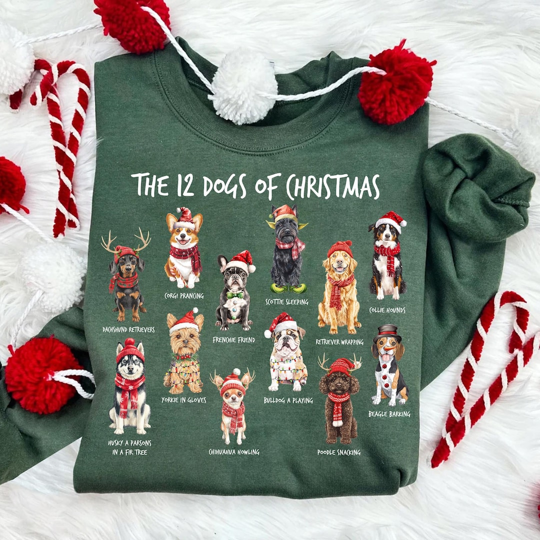 Dog Christmas Shirt: Retro 12 Dogs of Christmas Tee - Etsy