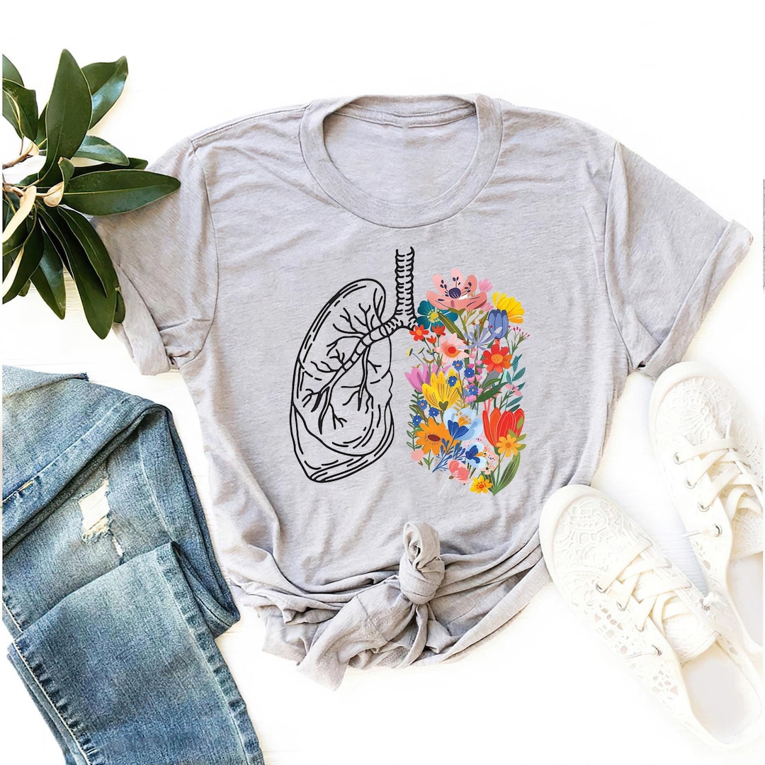 Floral Lungs Cotton Shirt: Anatomical Wildflowers, Therapist Gift - Etsy