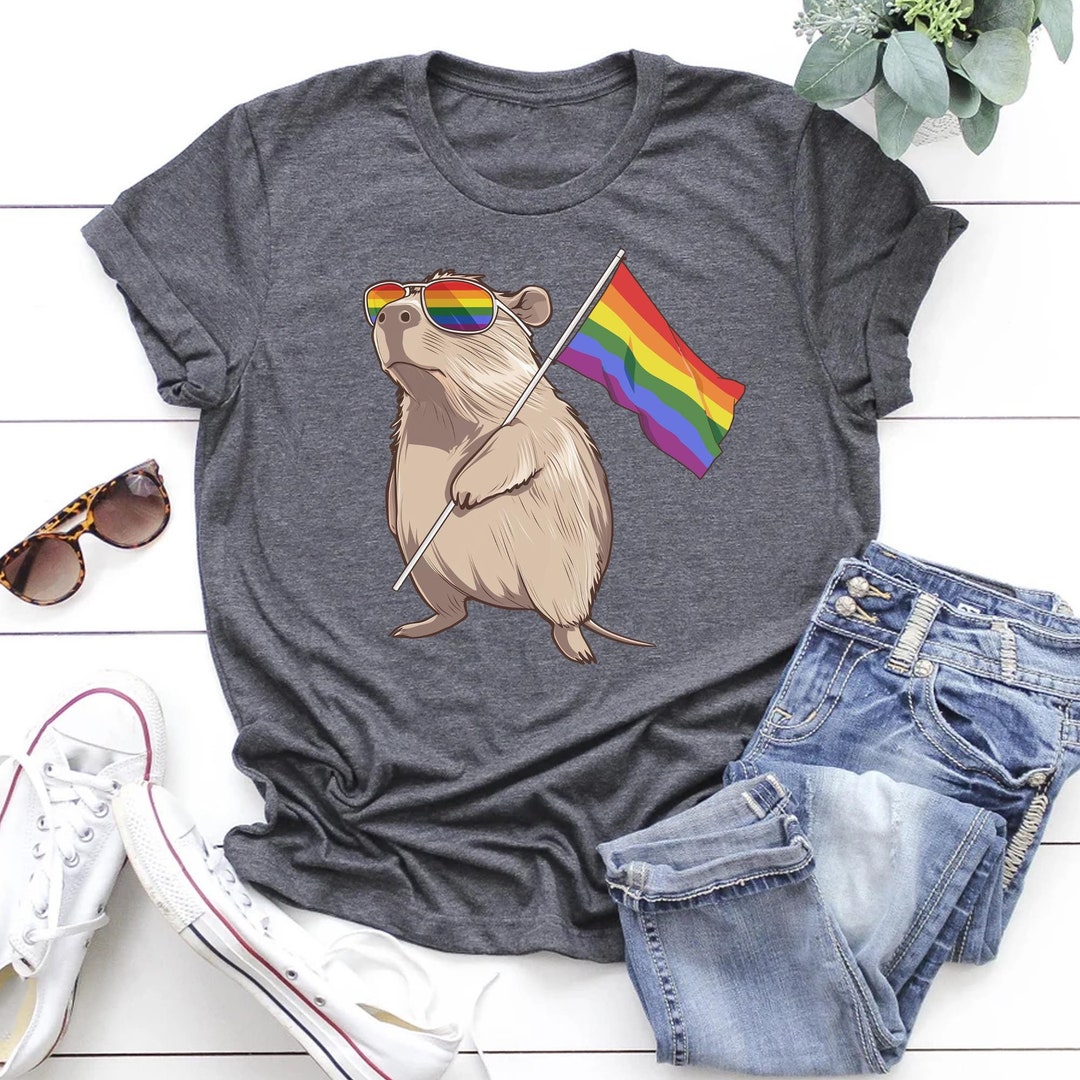 Capybara Lgbt Flag Shirt, Capybara Rainbow Flag Shirt, Pride Month ...