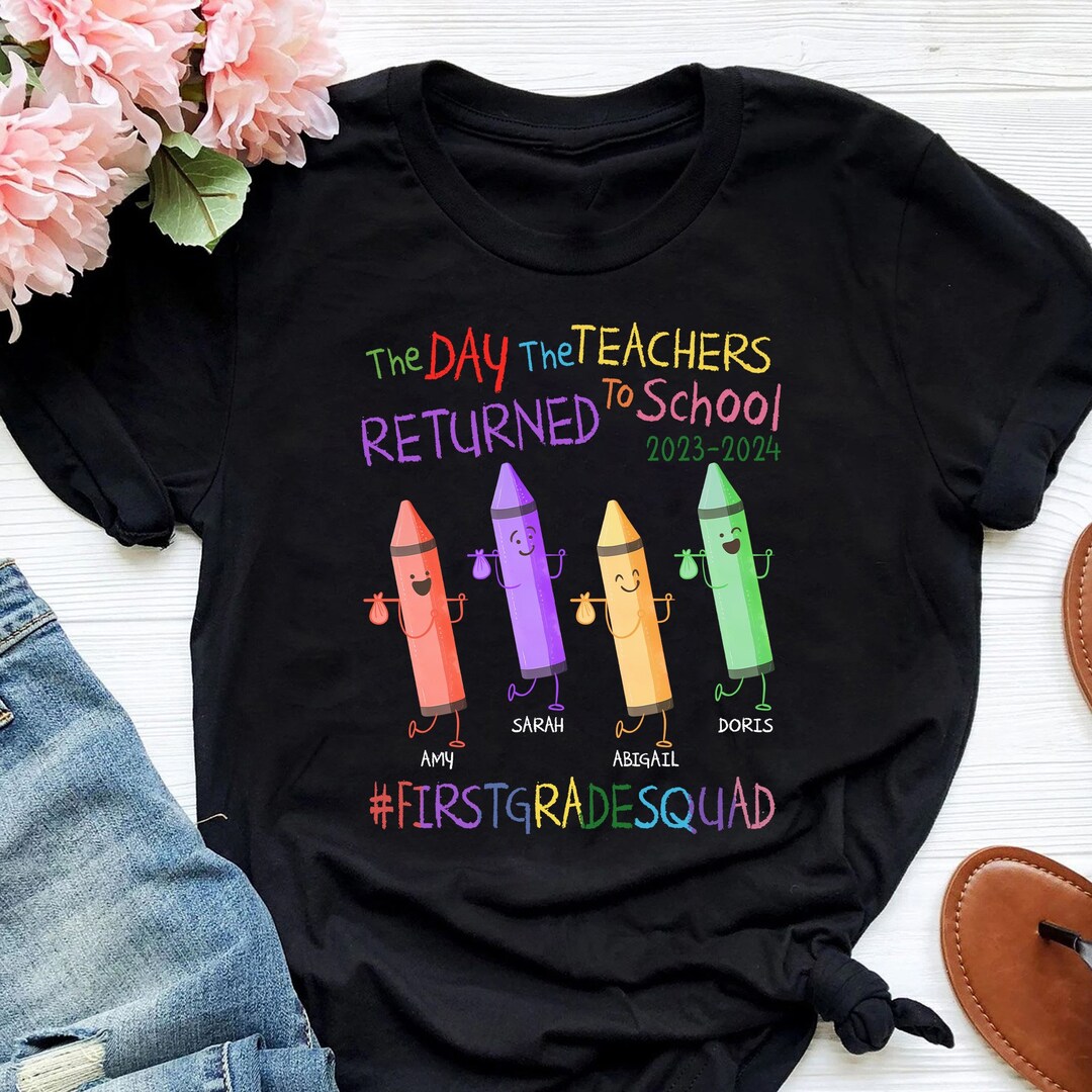 Teacher Crayon Shirt: Back to School Squad Cotton Tee - Etsy