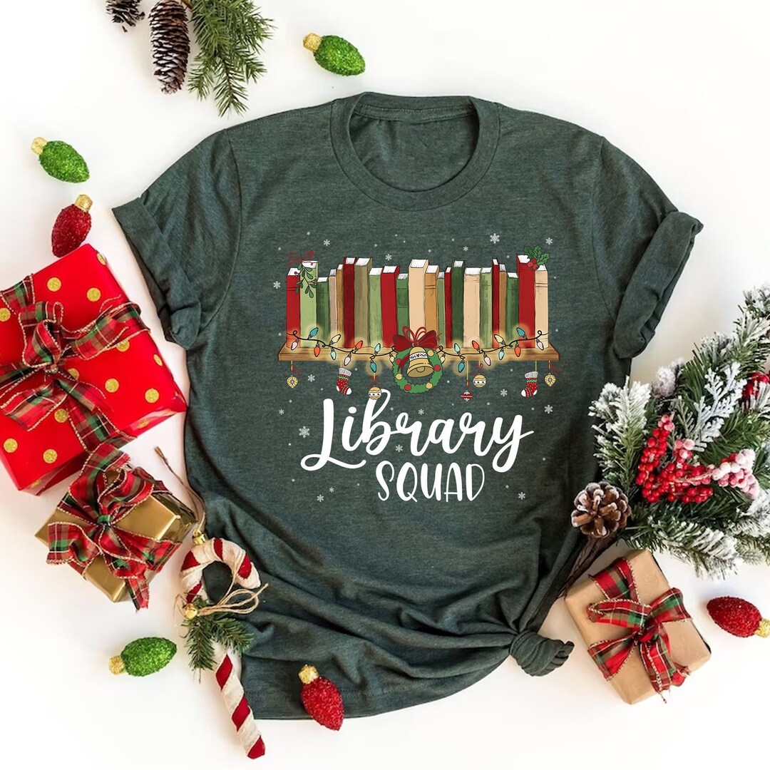 Library Squad Christmas Shirt: Vintage Book Lover Team Tee - Etsy