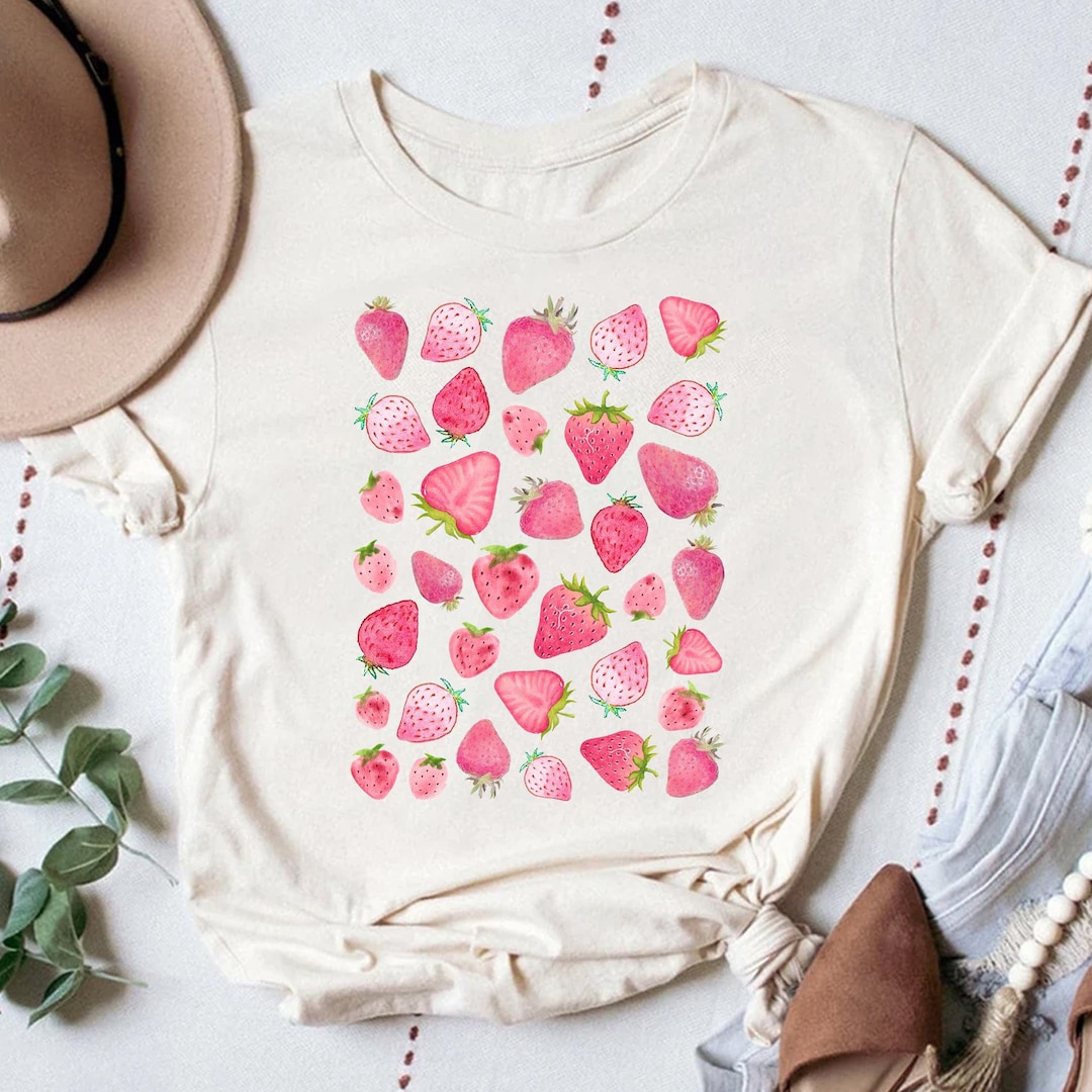 Strawberries Shirt, Cute Vintage Strawberries Shirt, Cottagecore Shirts ...