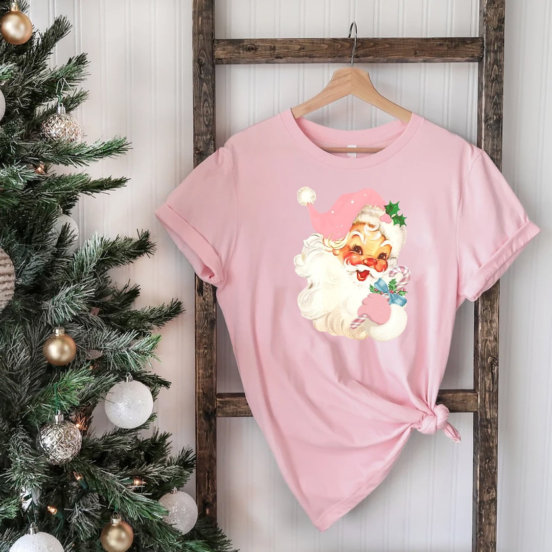 Pink Santa Christmas Shirt, Vintage Santa Shirt, Christmas Shirt for ...