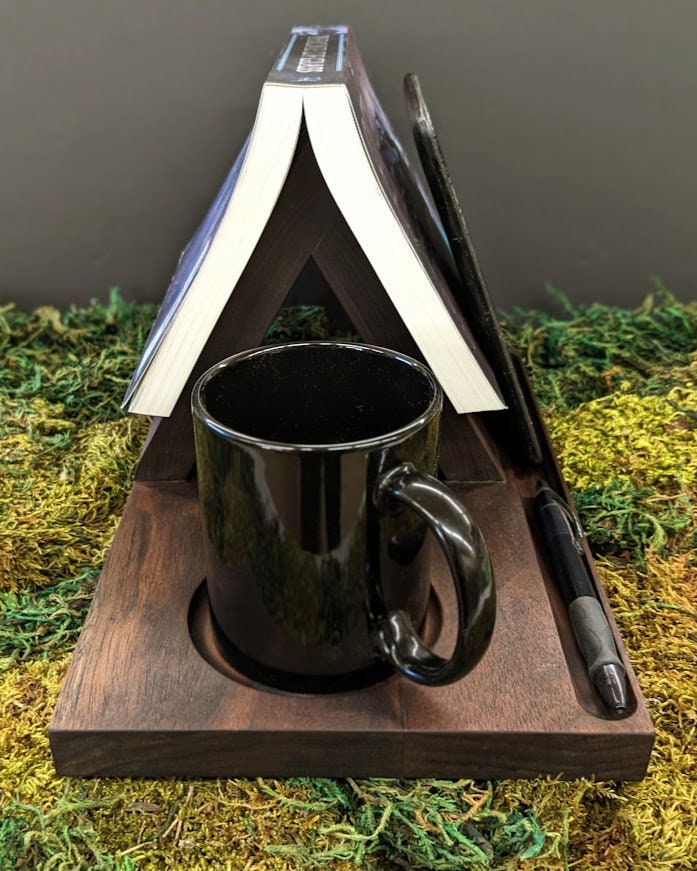 Wood Triangle Book Caddy, Night Stand Book Rest, Unique Book Lover Gift ...