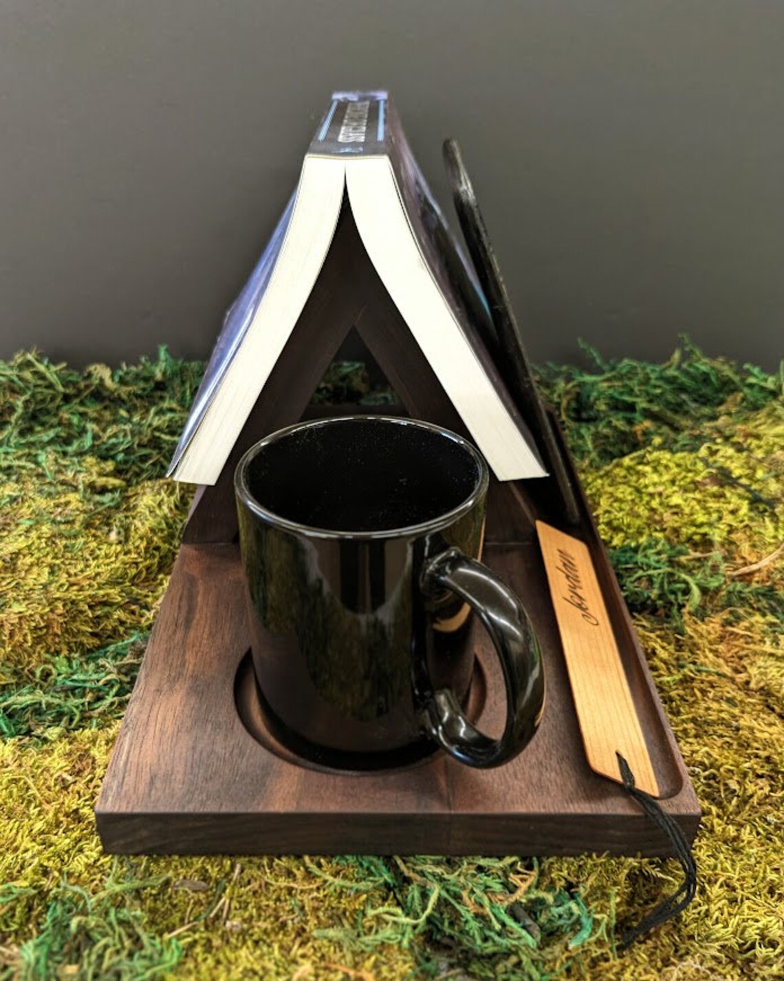 Wood Triangle Book Caddy, Night Stand Book Rest, Unique Book Lover Gift ...