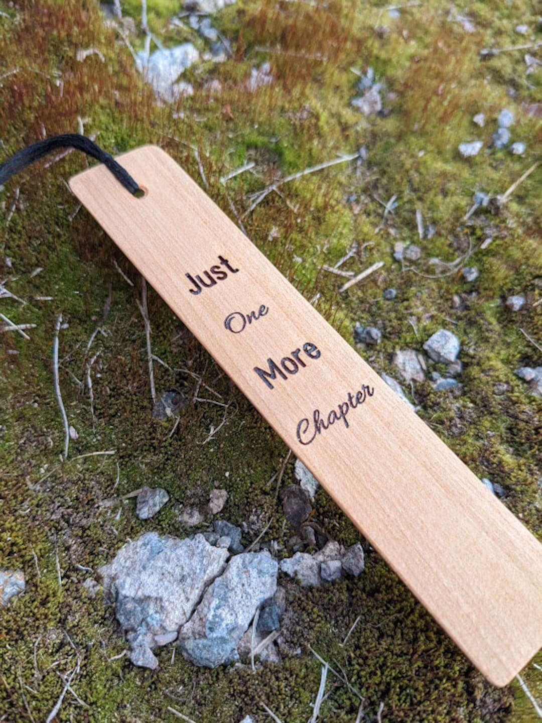 Handmade Wooden Bookmark Just One More Chapter, Elegant Engraved Wood ...