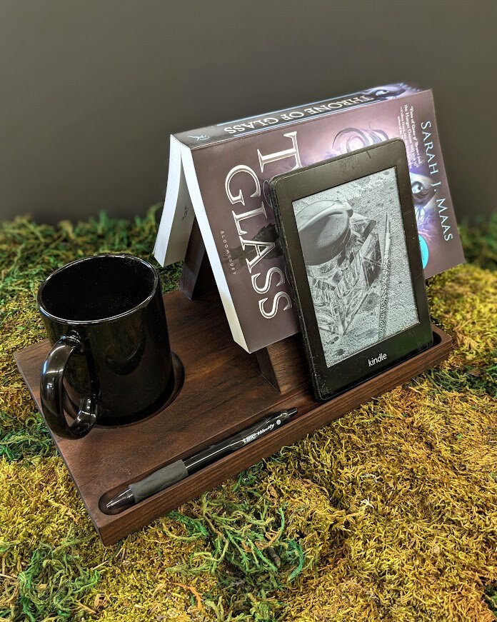 Wood Triangle Book Caddy, Night Stand Book Rest, Unique Book Lover Gift ...