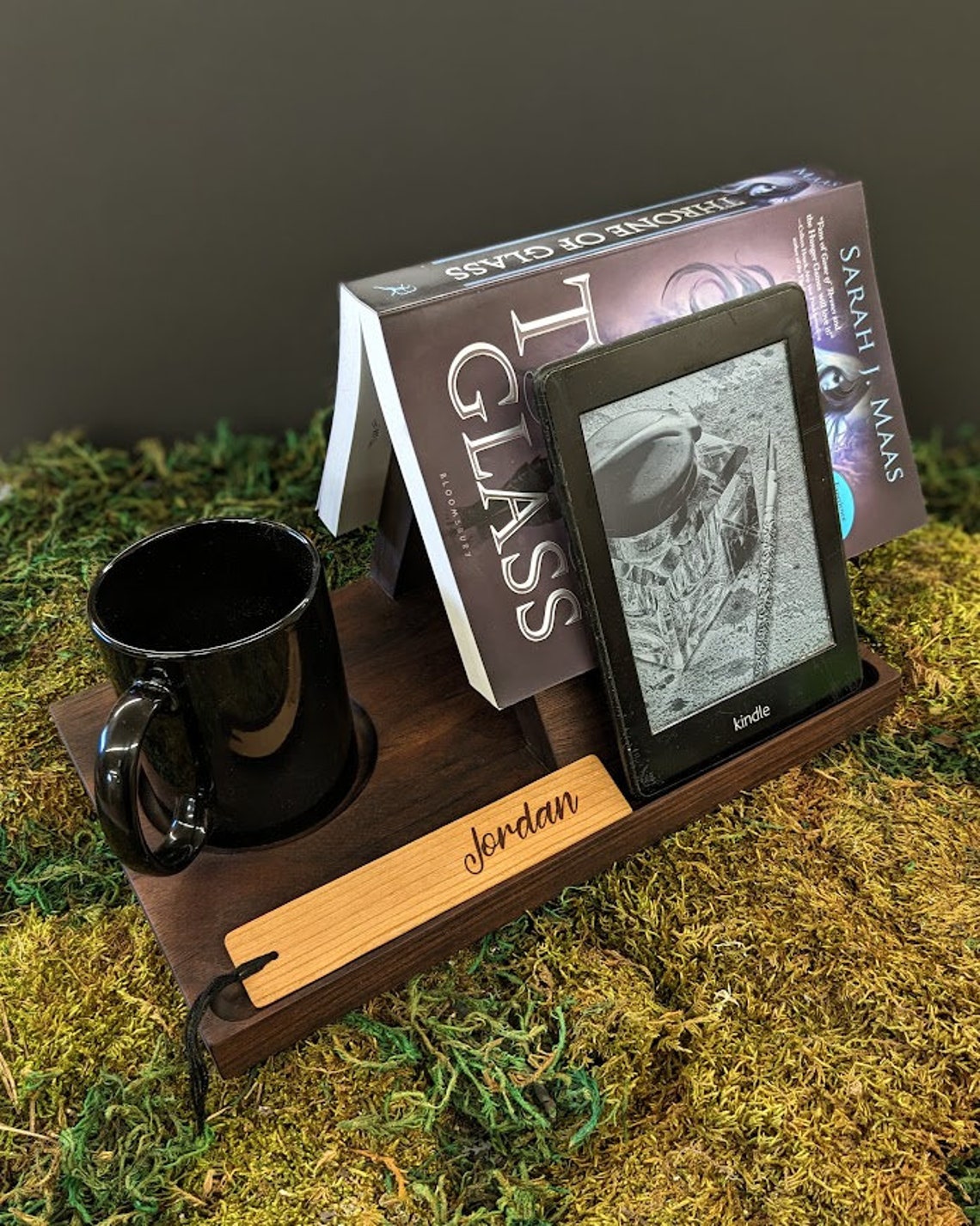 Wood Triangle Book Caddy, Night Stand Book Rest, Unique Book Lover Gift ...