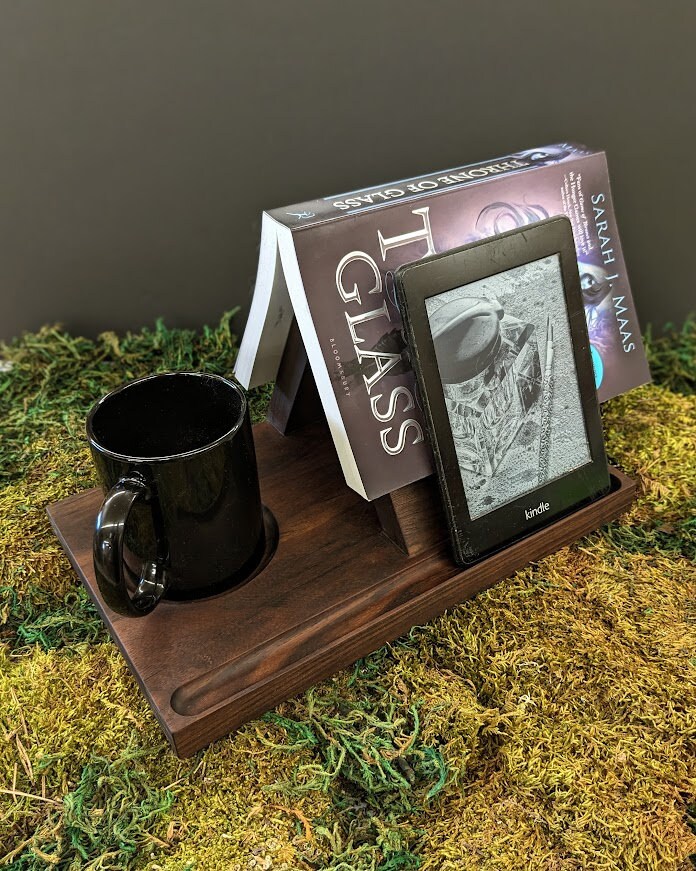 Wood Triangle Book Caddy, Night Stand Book Rest, Unique Book Lover Gift ...