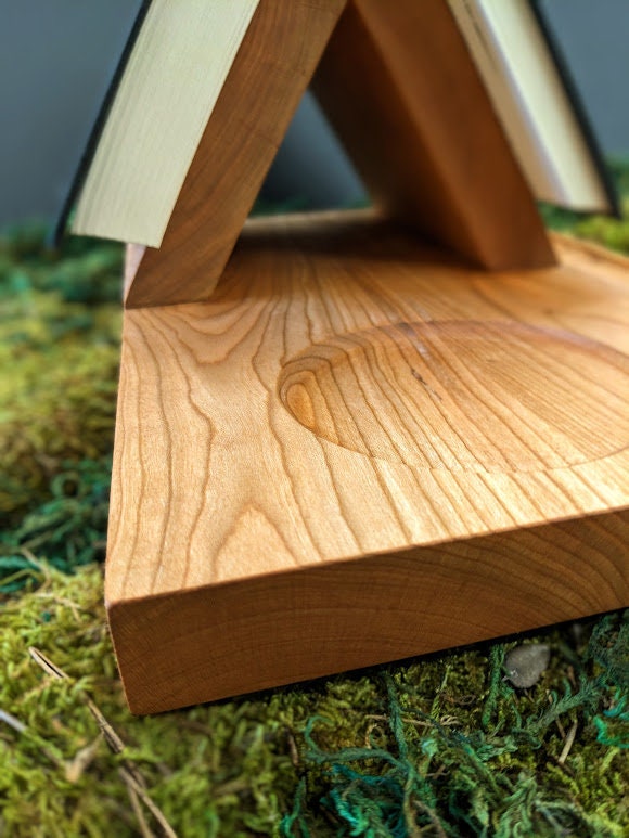 Wood Triangle Book Caddy, Night Stand Book Rest, Unique Book Lover Gift ...