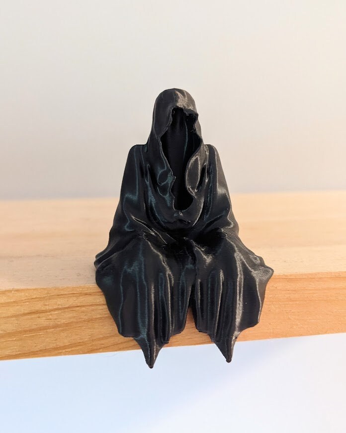 Sitting Ghost Figure Book Shelf Decor, Bookish Merch Grim Reaper Book ...