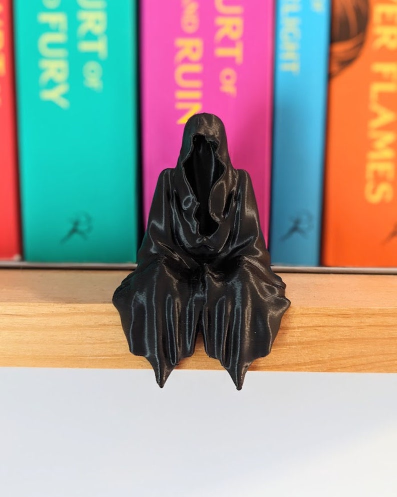 Sitting Ghost Figure Book Shelf Decor, Bookish Merch Grim Reaper Book ...