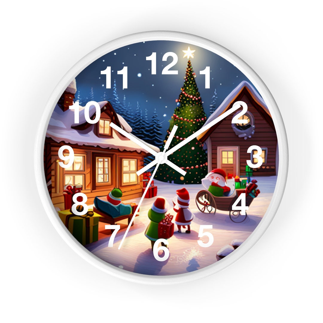 NEW 2024 Christmas Theme Wall Clock Gift Decor Santa Modern Living Room ...