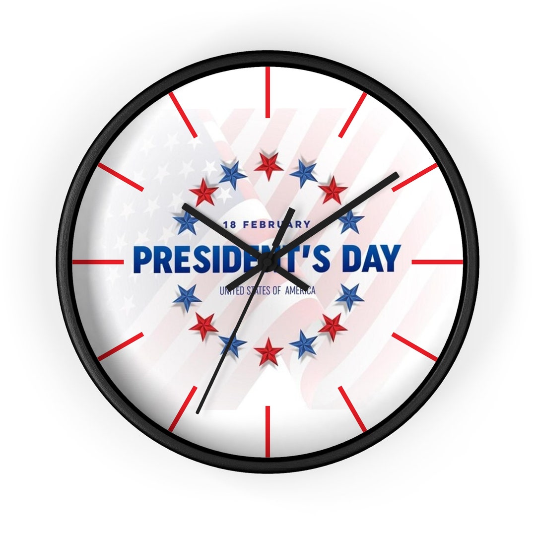 NEW 2024 Presidents Day Theme Wall Clock, USA, American Flag, President ...