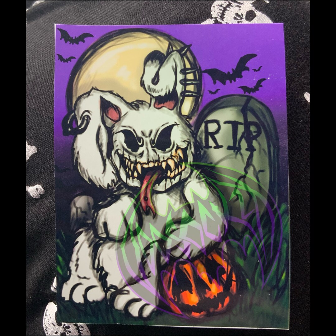GLOSSY STICKER / DECAL: Halloween Sematary Bunny Goth , Dark Aesthetic ...