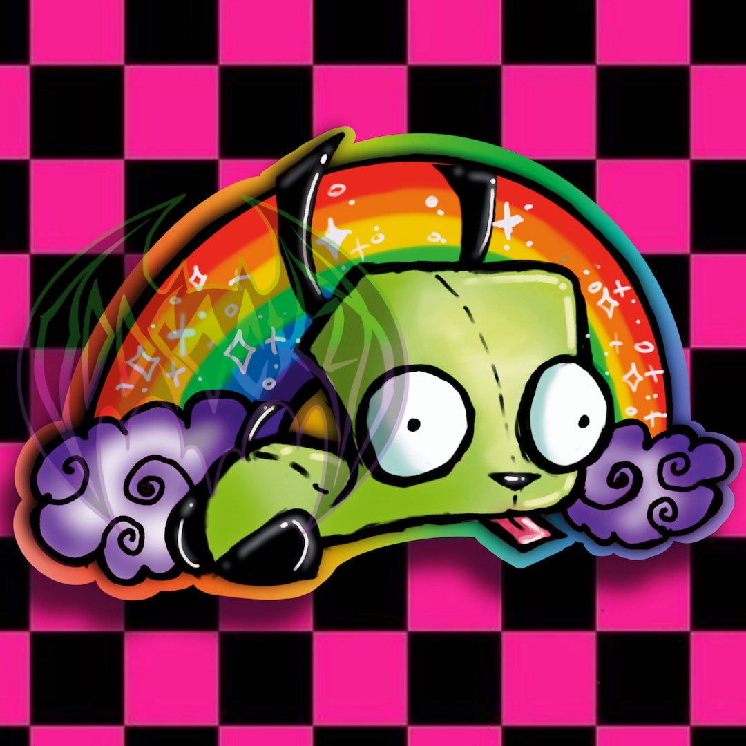 HANDMADE GLOSSY Sticker:gir - Invader Zim Robot Alien -vinyl ...