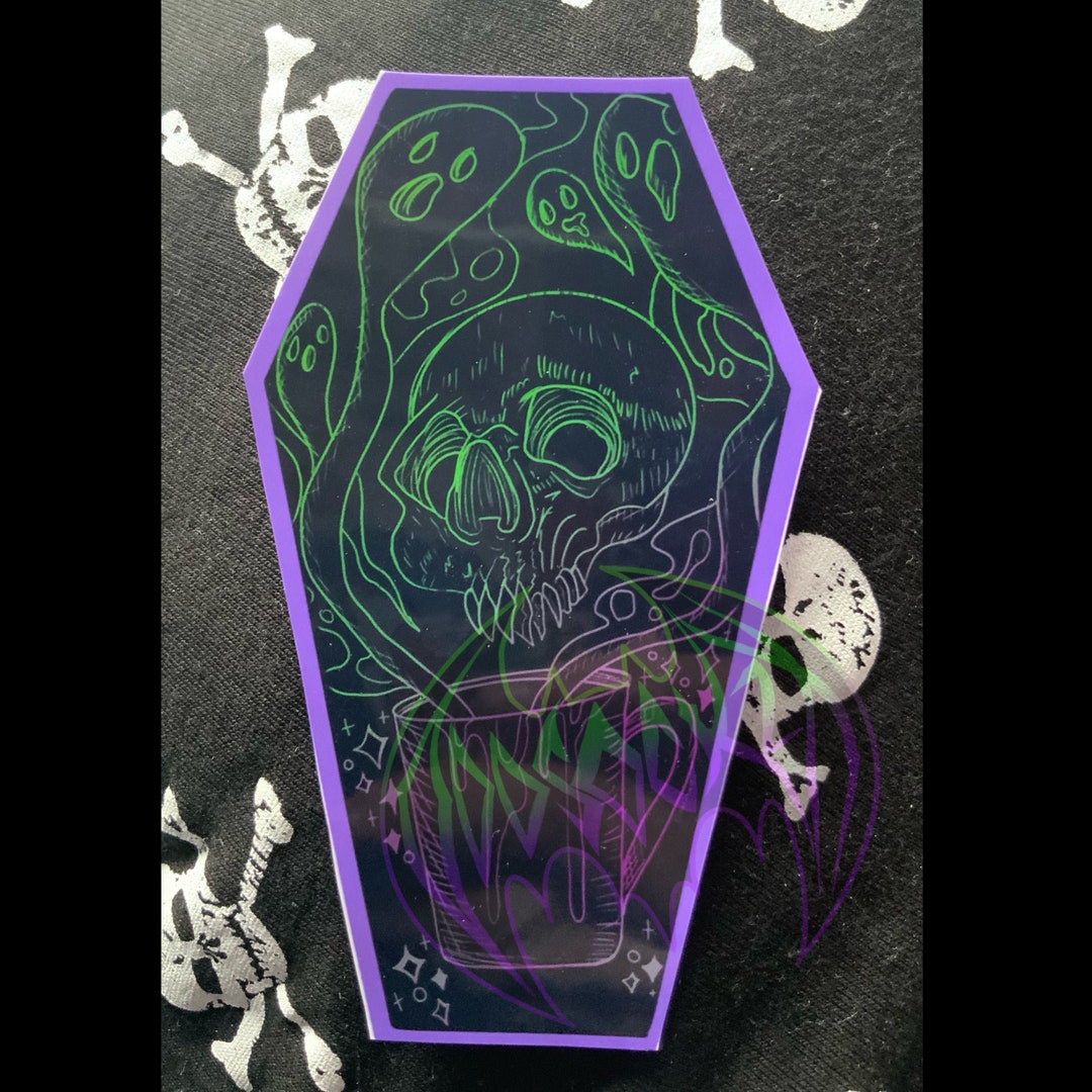 Handmade GLOSSY STICKER / DECAL: Handmade Coffin Shaped Spirits Coffee ...